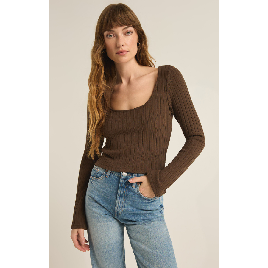 Madeline Rib Top | Dark Chocolate – Simply Placed