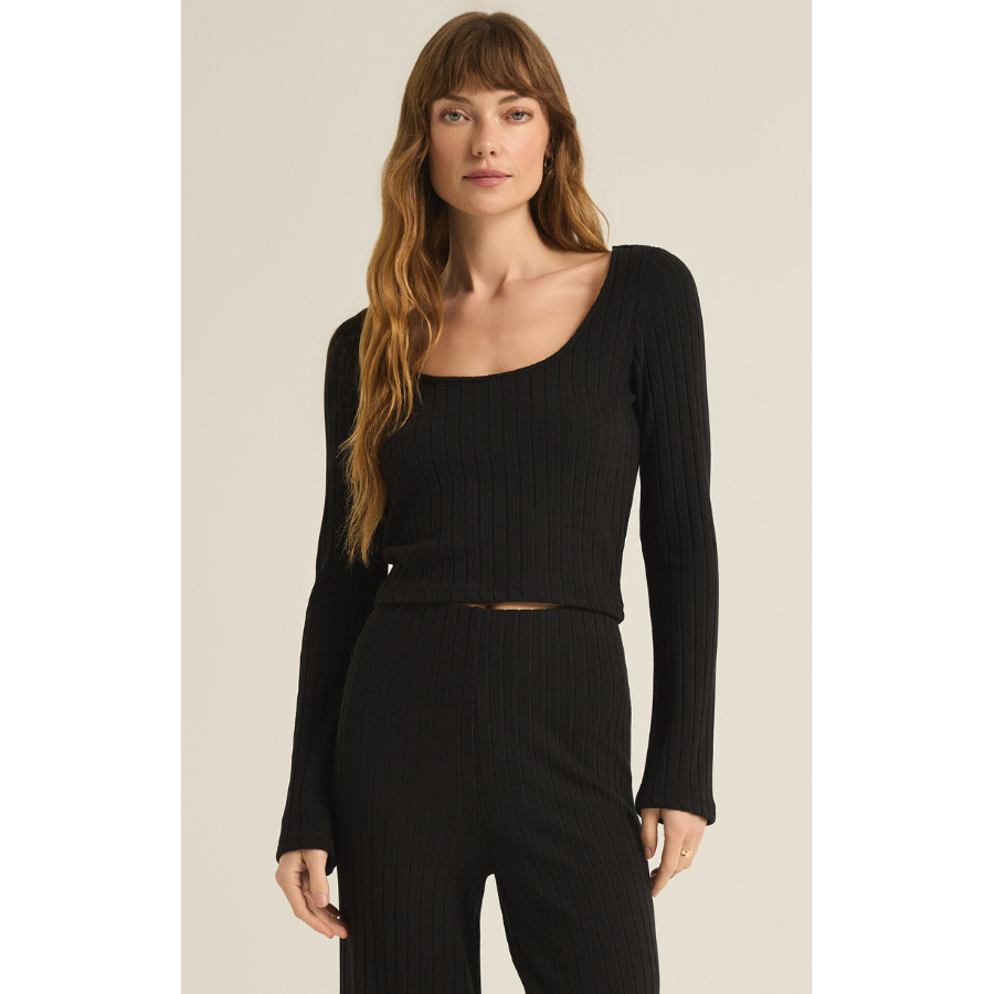 Madeline Rib Top | Black – Simply Placed