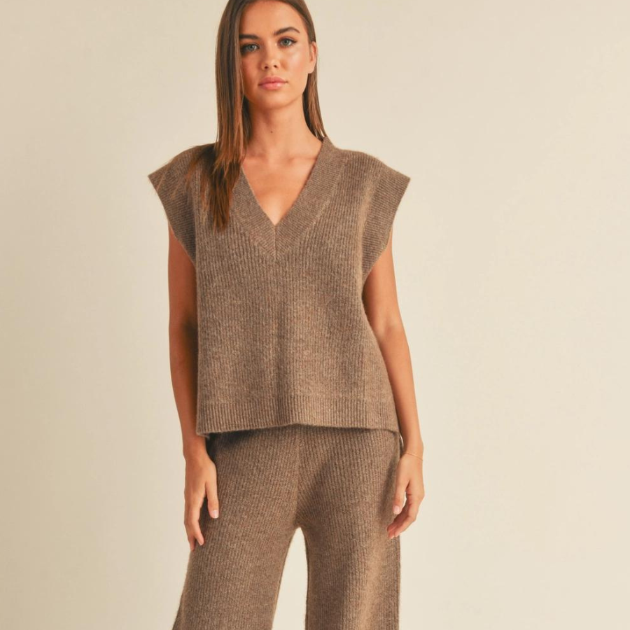 Katelyn Sweater Set | Vest | Mocha – Simply Placed
